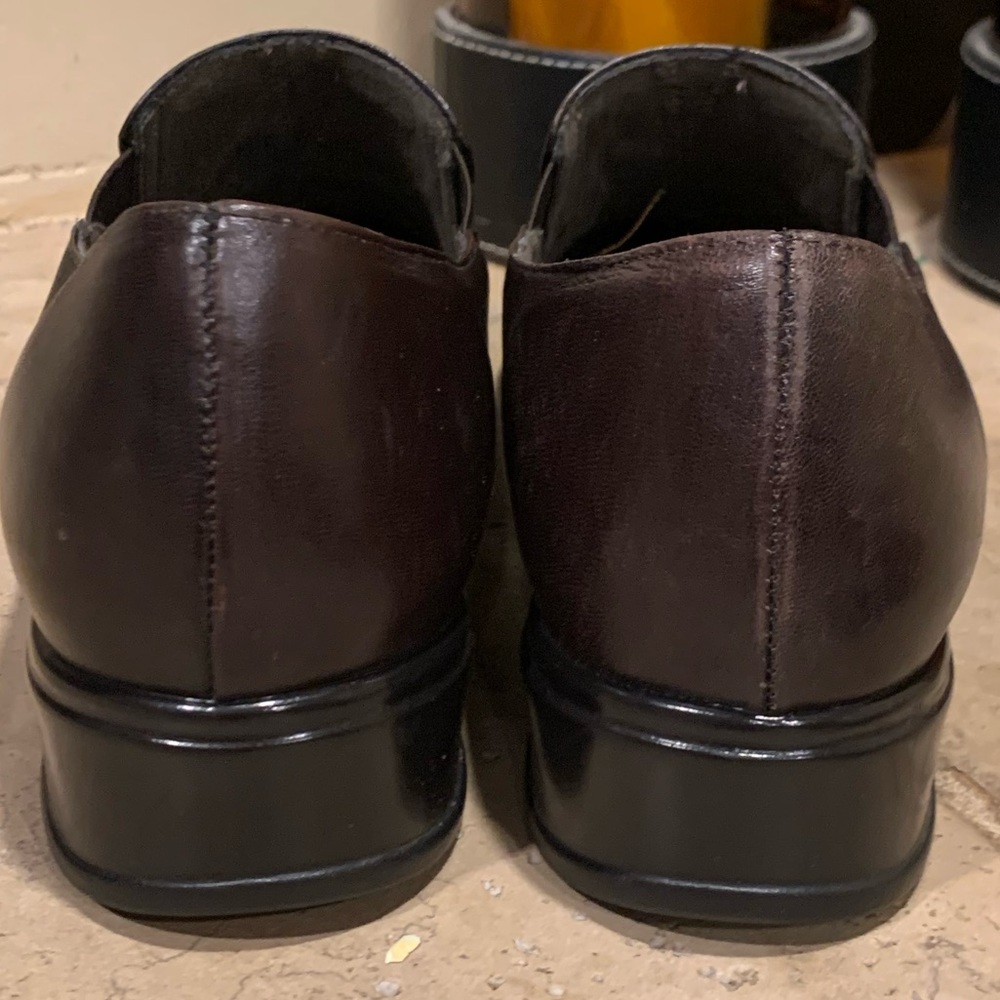 Narrow Dark Brown Leather “Wedge Walker” Loafers - Gem